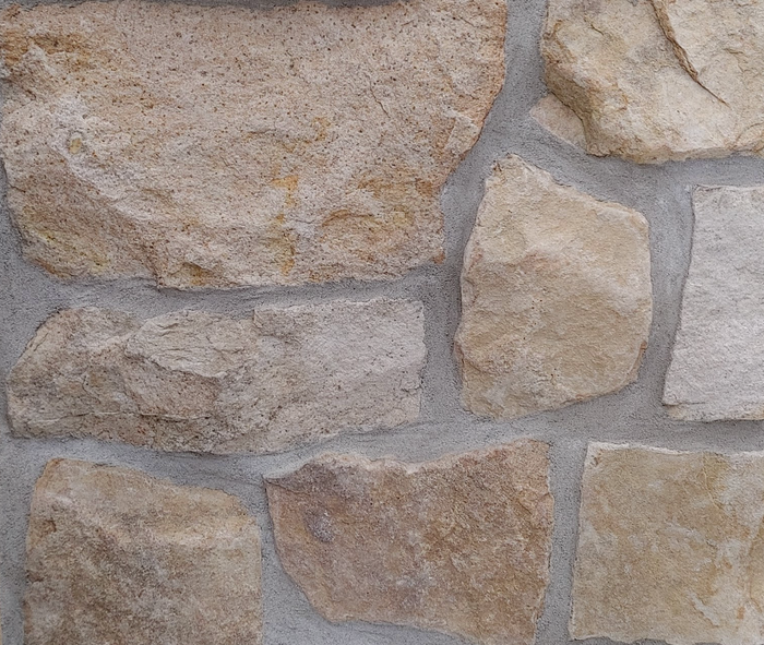 Desert Tan Random Rustic - Squares & Recs - Thin Stone Veneer - Corner