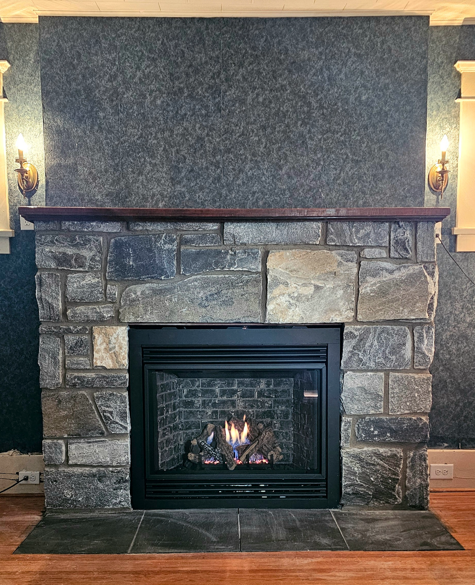 Elite Blue Granite Squares & Rectangles with Black & Brown Accent - Th