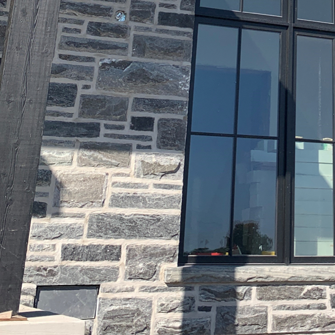 Elite Blue Granite Thin Veneer - Split Face Sawn Height with Sawn Ends